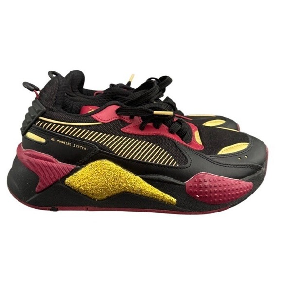 Puma | Shoes | Puma Rsx Women 75 Running Shoes Black Red Gold Glitter ...